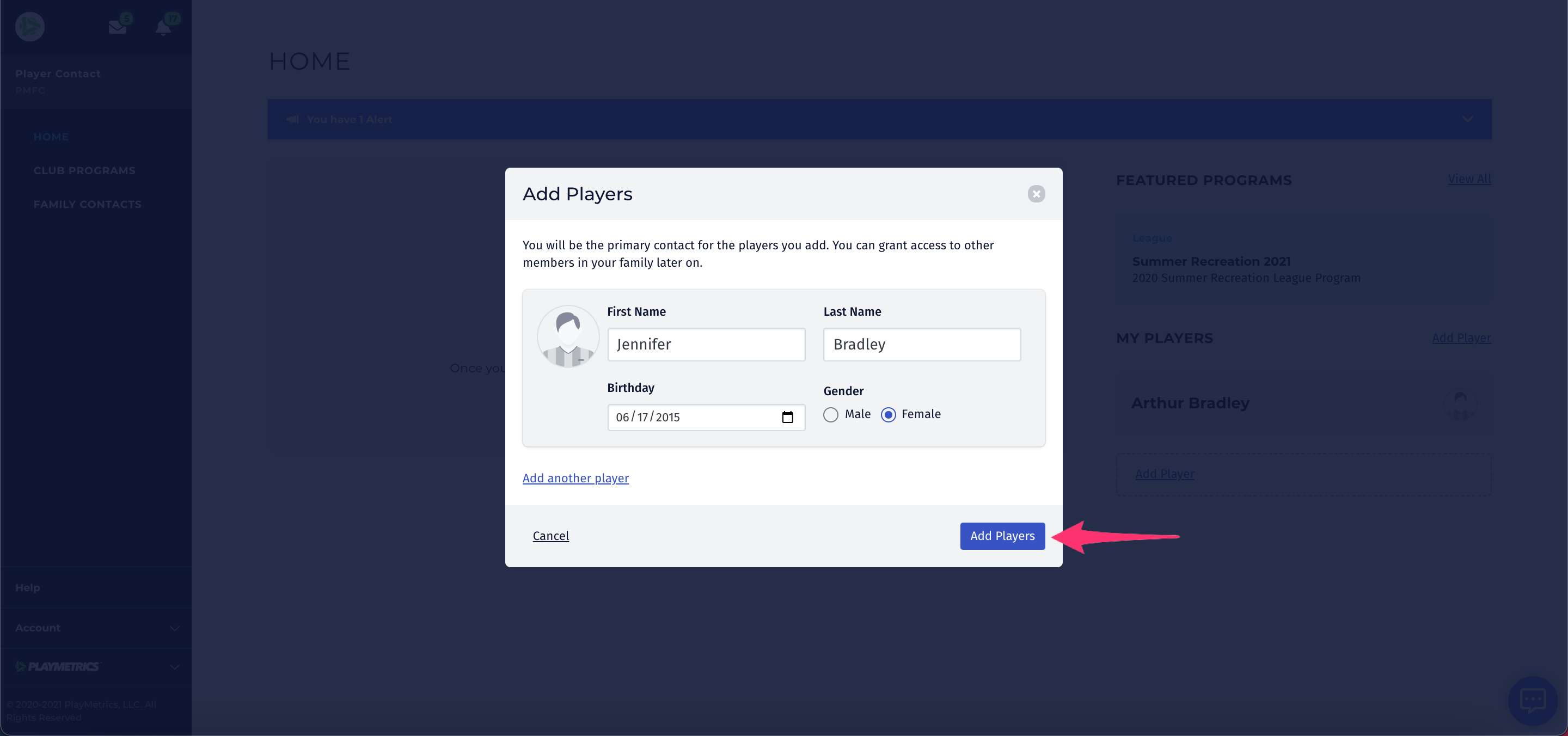 How to Add a Player (Player Contacts) – PlayMetrics Support Center